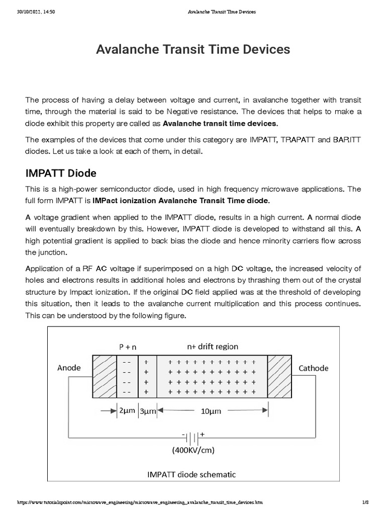 Overview of Avalanche Transit Time Diodes | PDF | Diode | Electromagnetism