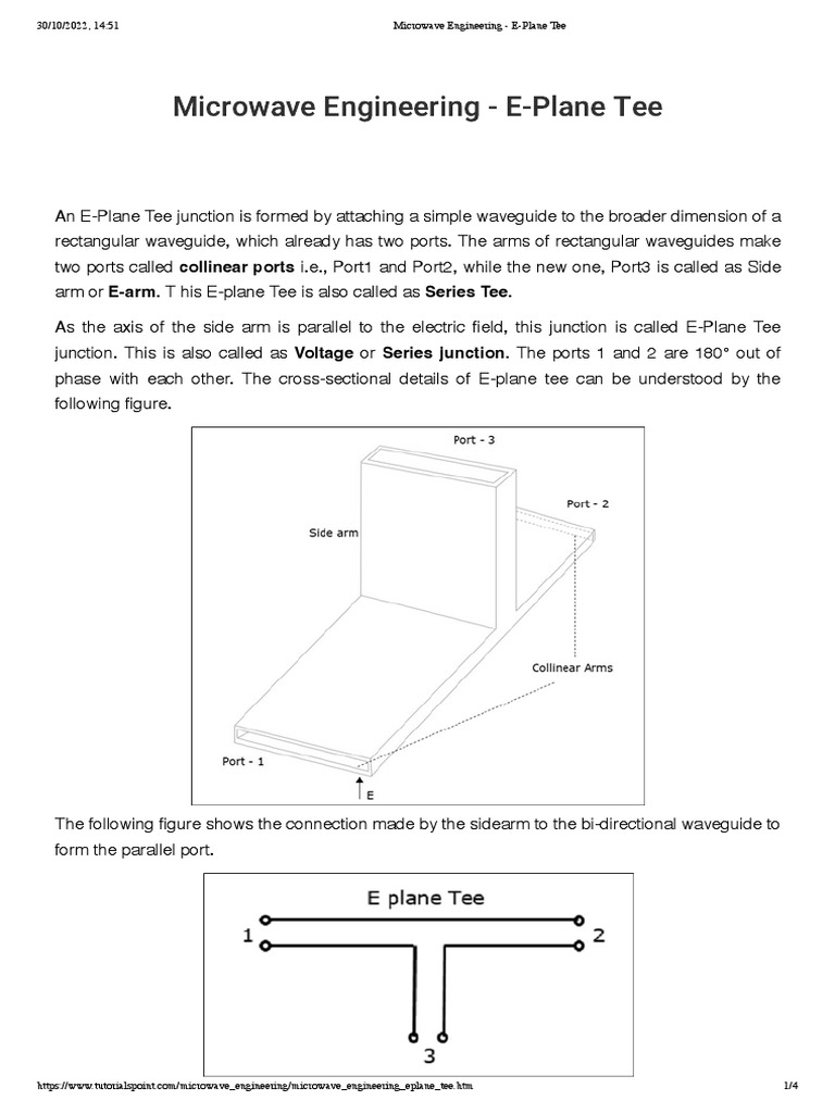 Microwave Engineering - E-Plane Tee | PDF | Electrical Engineering | Electronics