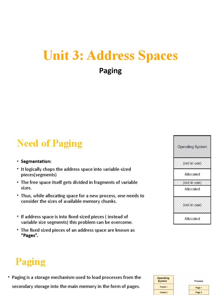 Unit 3.2 Address Spaces, Paging | PDF | Kernel (Operating System ...