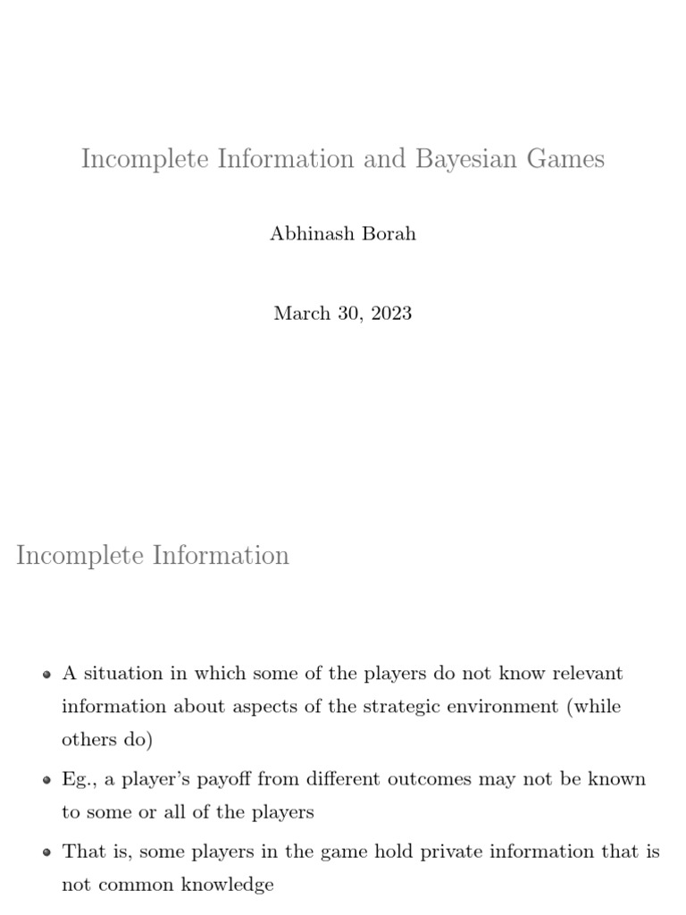 Bayesian Games | PDF | Bayesian Inference | Quantitative Research