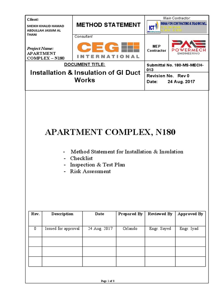 Gi Duct Works WMS | PDF | Duct (Flow) | Building Engineering