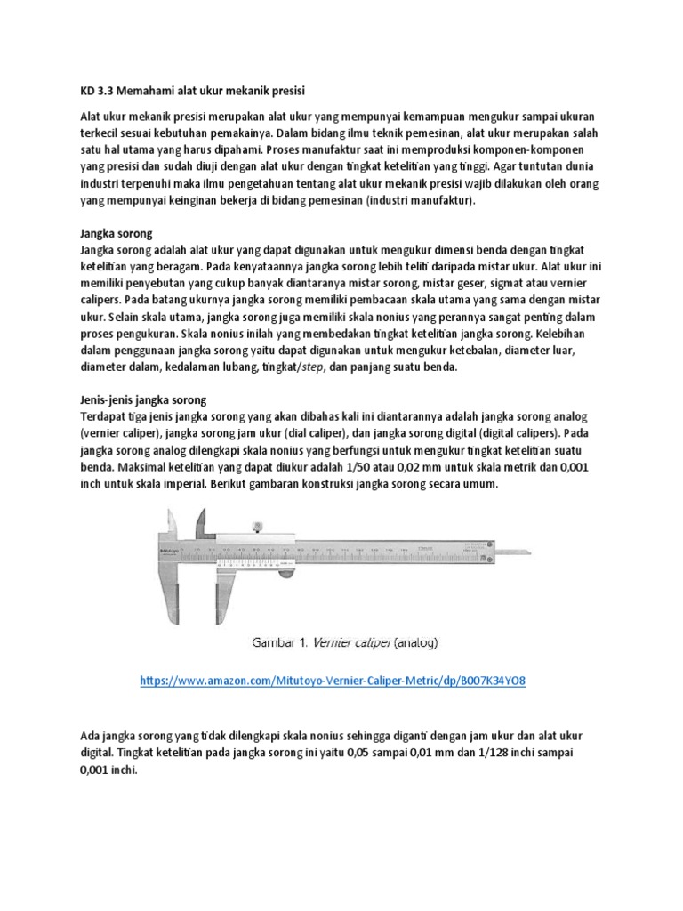 Memahami Alat Ukur Mekanik Presisi 1 | PDF