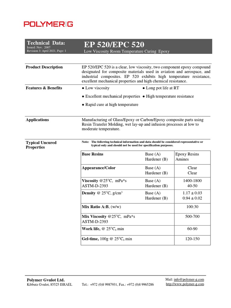 EP 520 EPC 520 Rev. 3 | PDF | Epoxy | Chemistry