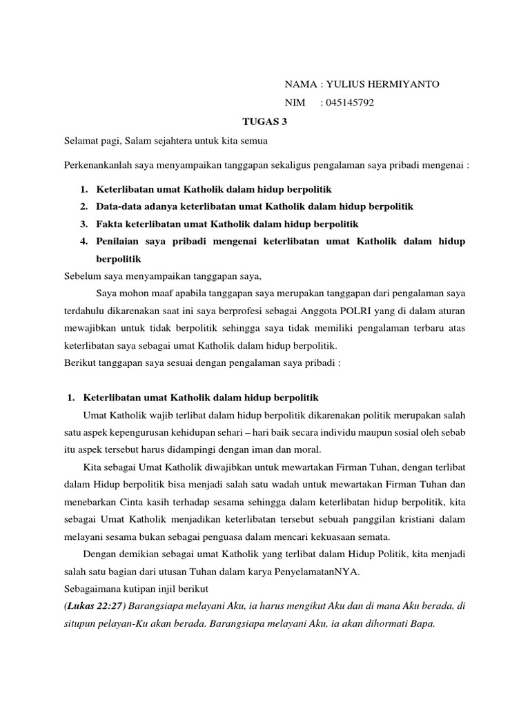 Tugas 3 Agama Yulius | PDF