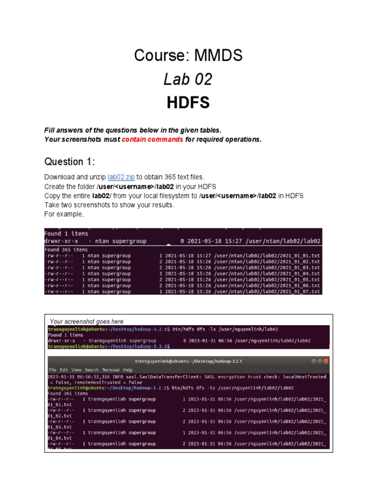 Lab 02 - HDFS | PDF