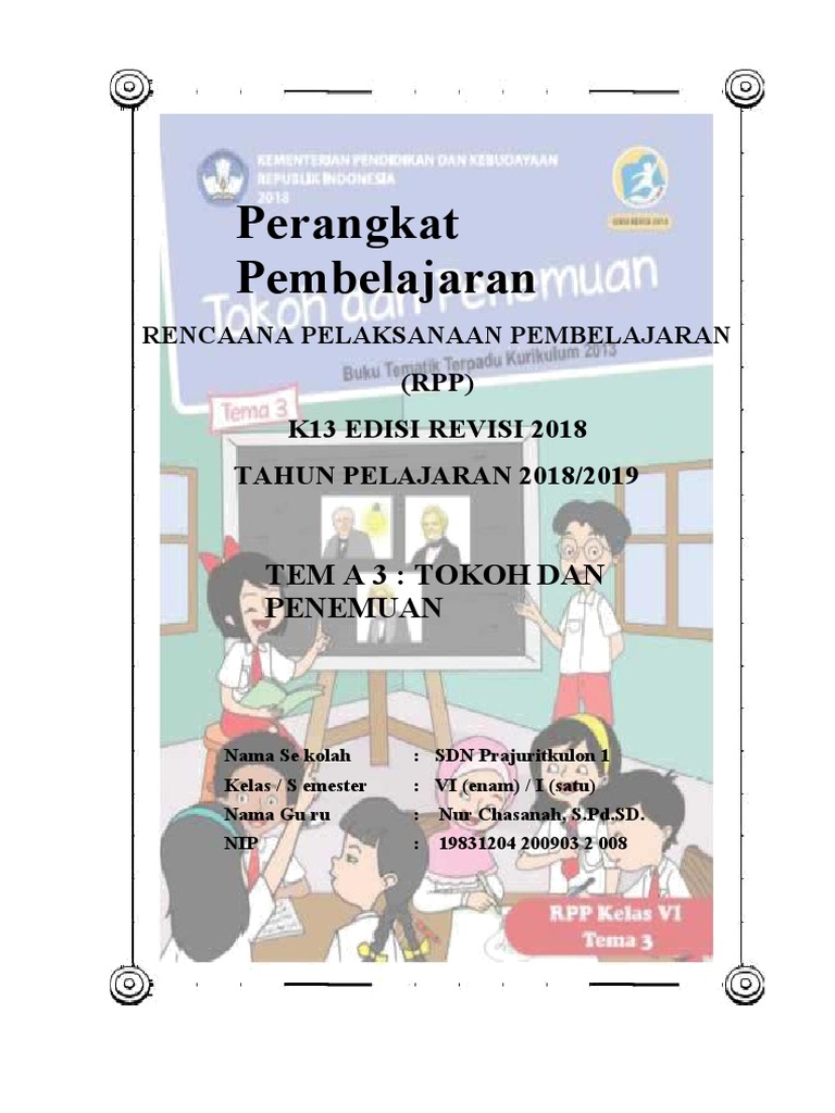 RPP Kelas 6 Tema 3 - Tokoh Dan Penemuan - K13 Edisi Revisi 2018 | PDF