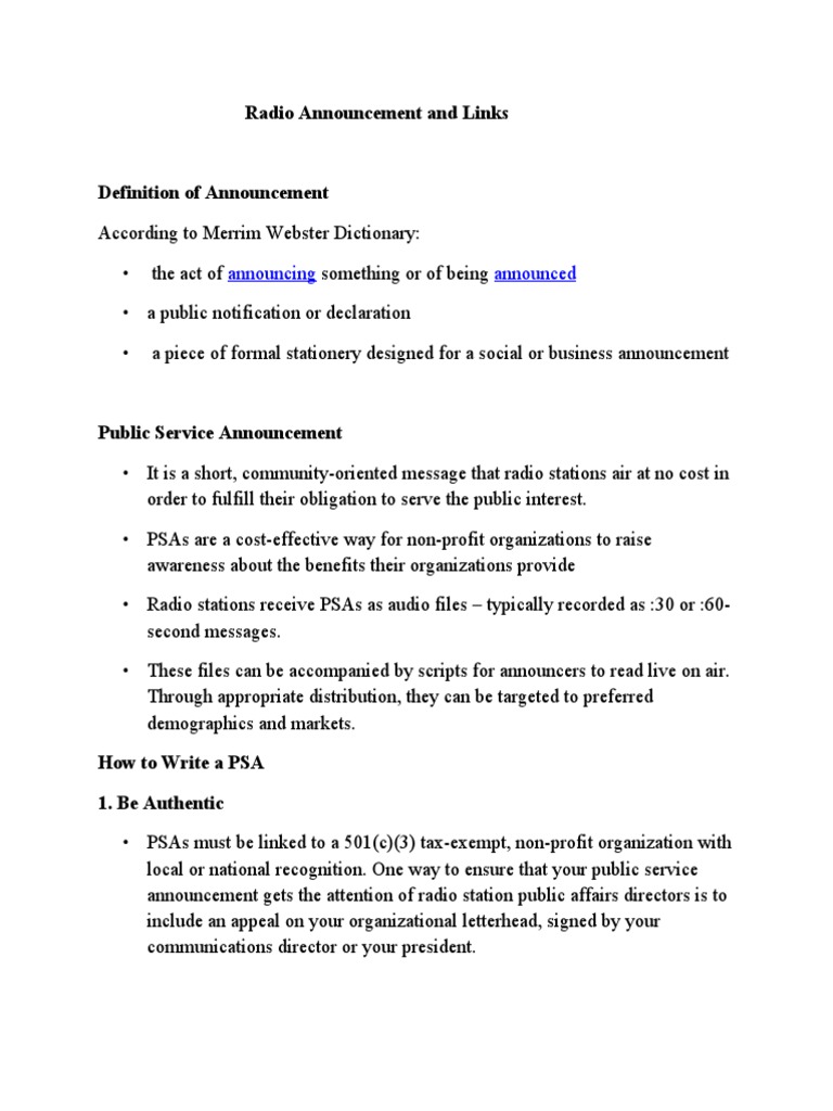 2.1 Announcement and Links | PDF | 501(C) Organization | Nonprofit ...