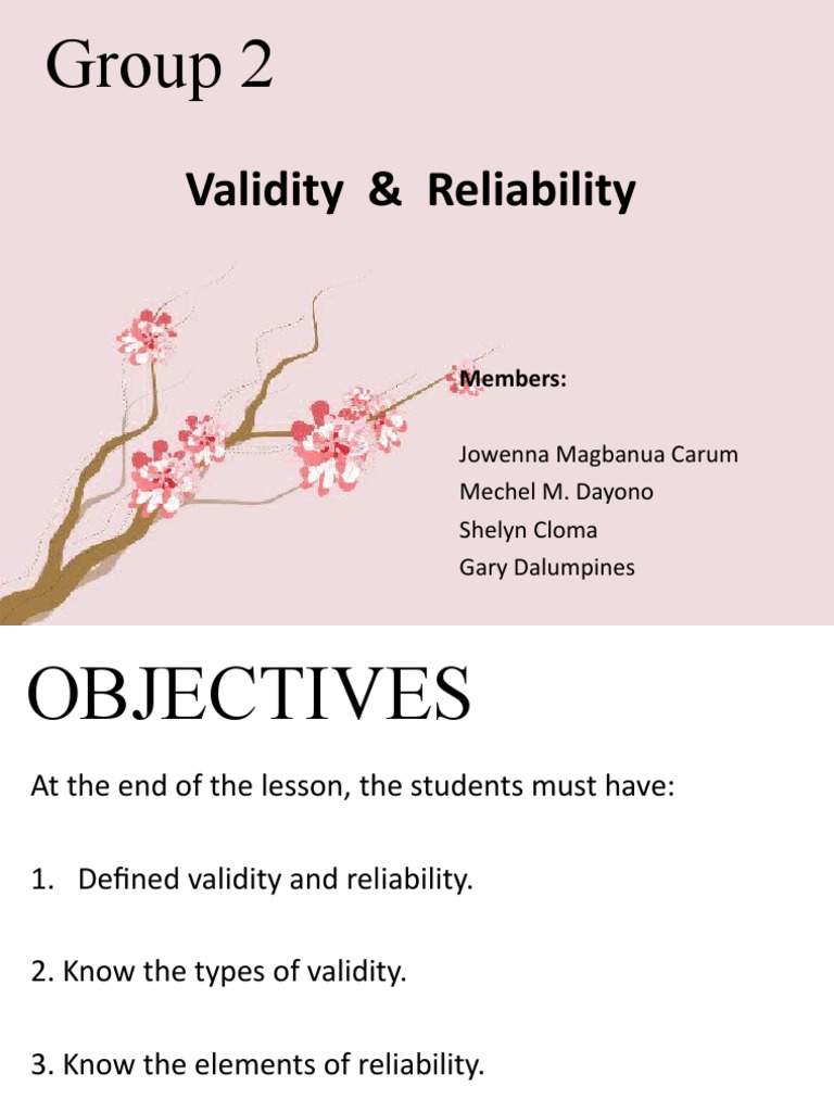 Validity-Reliability-.ppt | PDF | Validity (Statistics) | Psychometrics