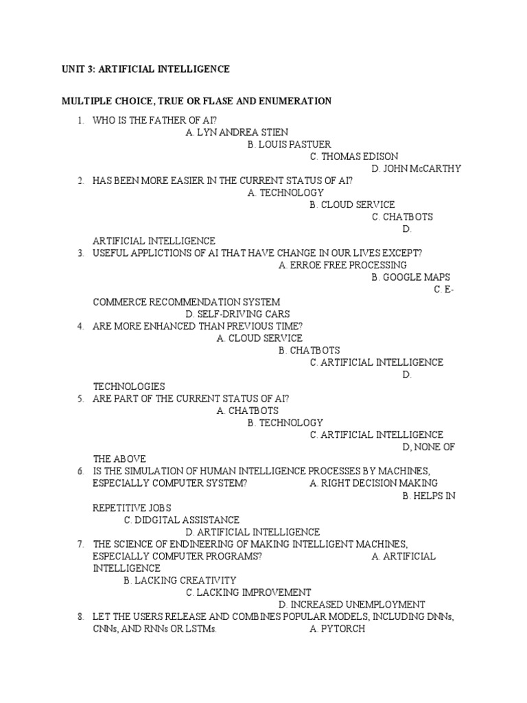 Unit 3 Arttificial Intelligence | Download Free PDF | Artificial ...