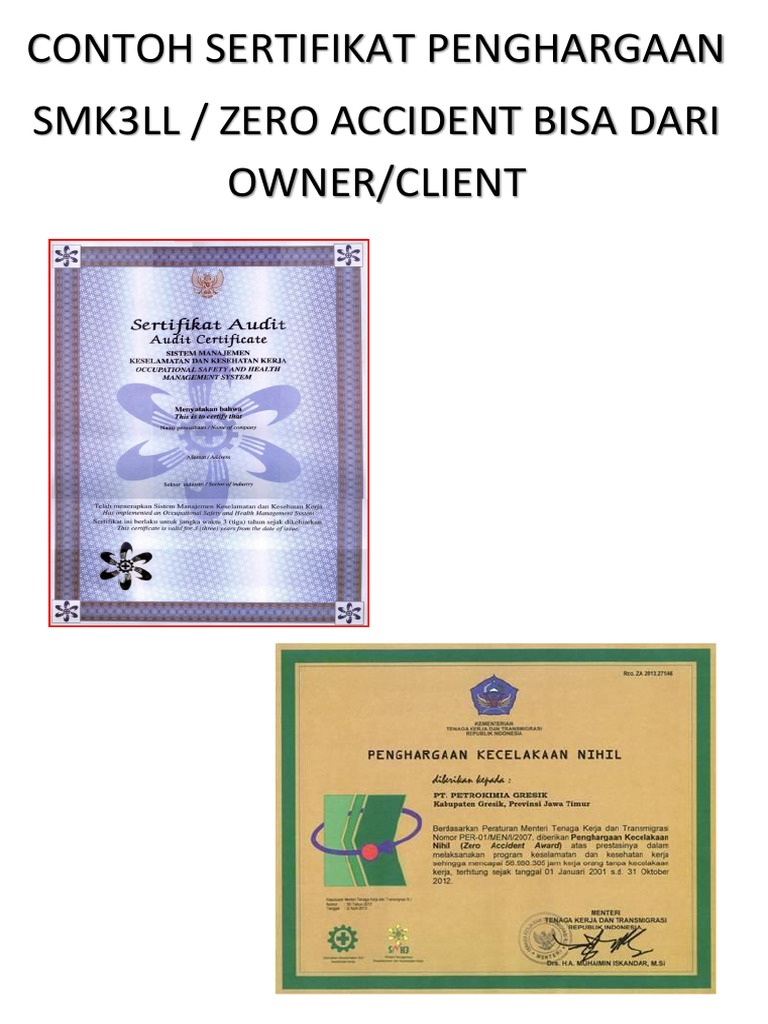 12.3 Penghargaan Zero Accident, SMK3LL | PDF