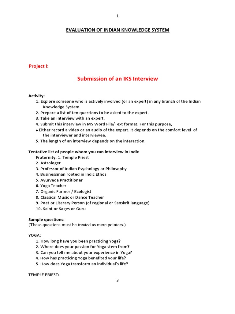 Submission of An IKS Interview: Project I | PDF | Yoga | Psychology
