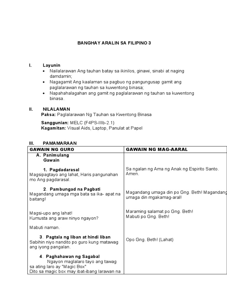 Banghay Aralin Final LP | PDF