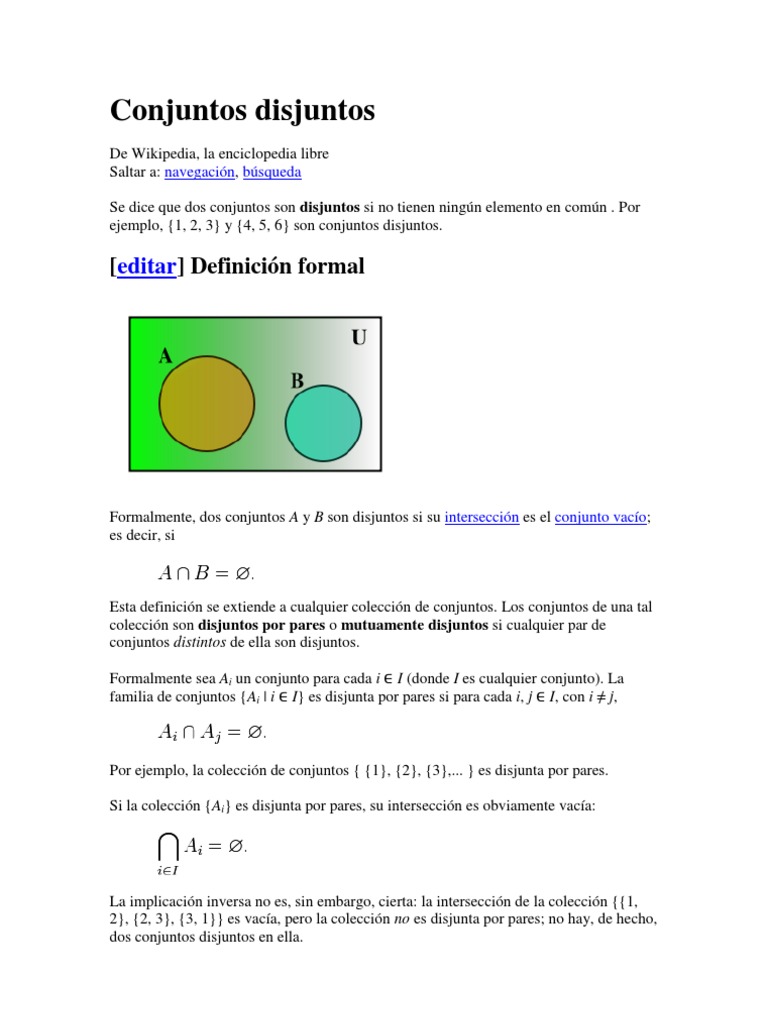 Conjuntos Disjuntos | PDF | Conjunto (Matemáticas) | Conceptos matemáticos