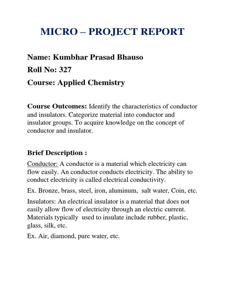 Conductors vs Insulators Report | PDF