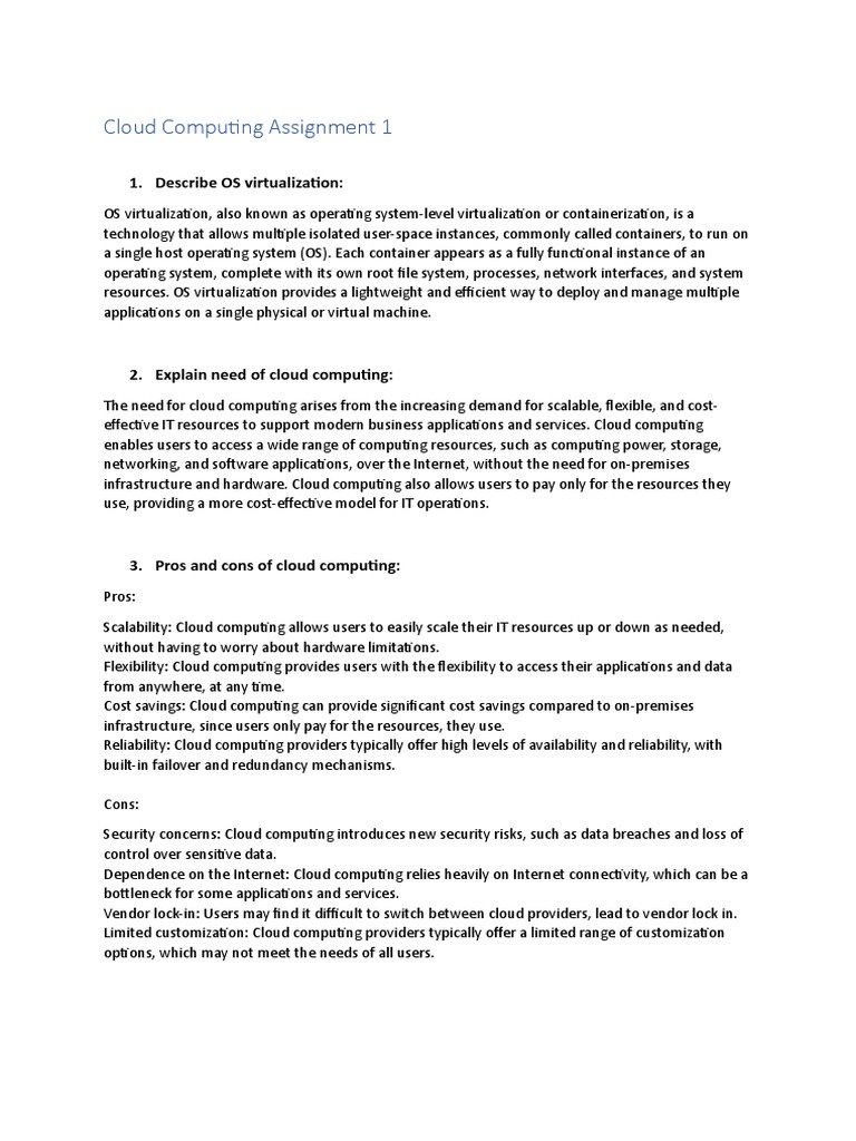 Cloud Computing Assignment 1 Pdf