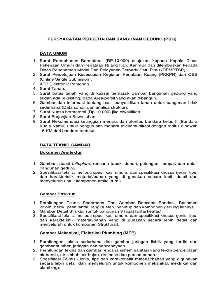 Persetujuan Bangunan Gedung PBG | PDF