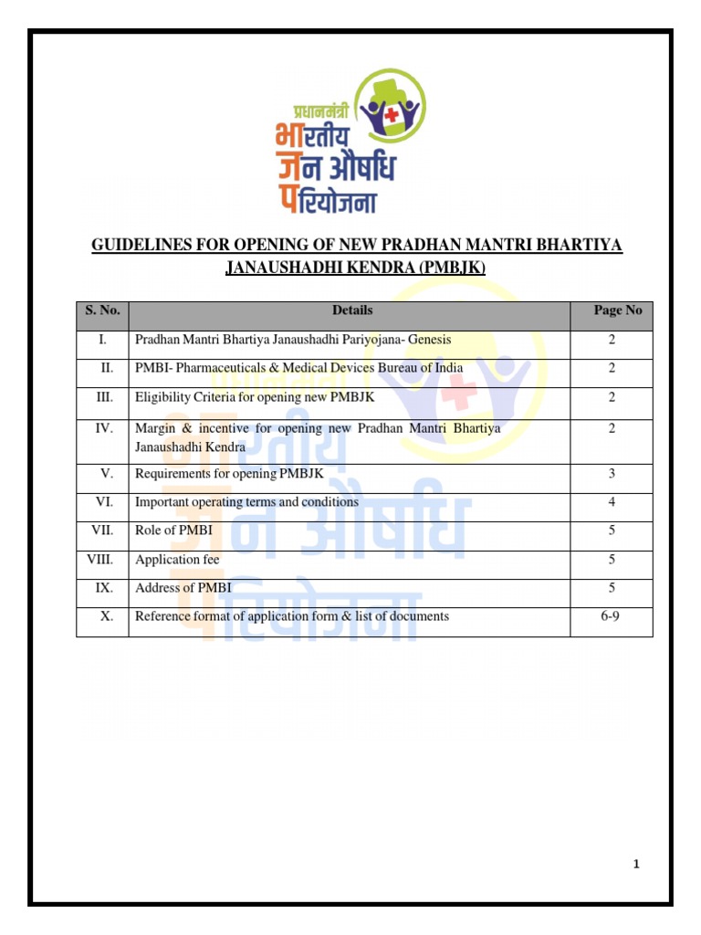 Guidelines for Opening PMBJK Centers | PDF | Economy Of India ...