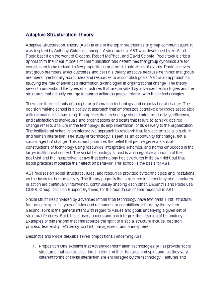 Adaptive Structuration Theory | PDF