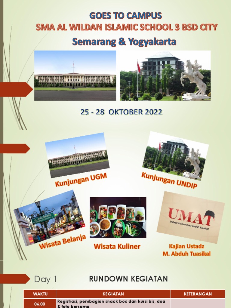 PROGRAM KUNJUNGAN KAMPUS & WISATA AL WILDAN ISLAMIC SCHOOL (4 Hari 3 ...