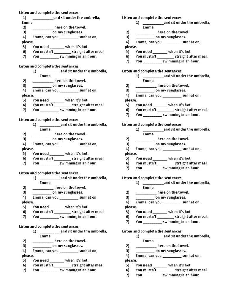 Listening Exercise: Complete the Sentences | PDF