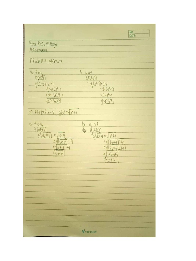 Assignment No. 3 (COMPOSITION OF FUNCTIONS) | PDF