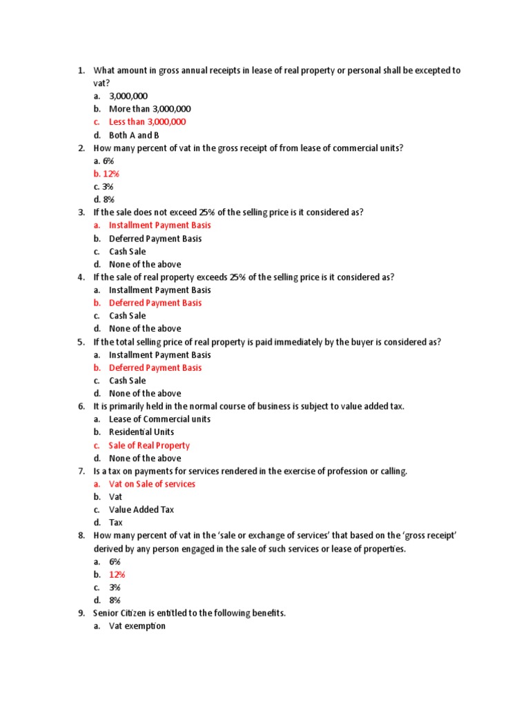 Tax G8 QUESTIONS | PDF