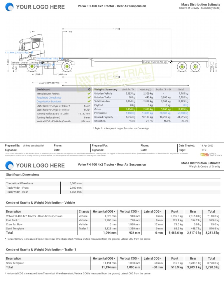 Volvo FH 400 4x2 Tractor - Rear Air Suspension | PDF | Semi Trailer ...