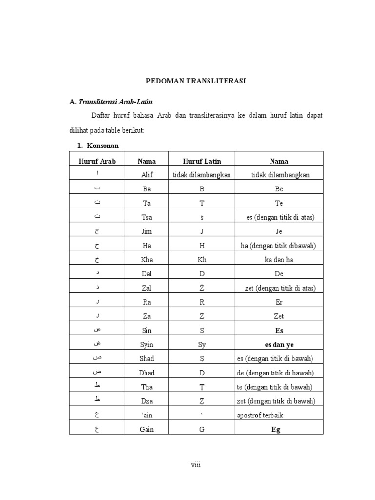 Pedoman Transliterasi A. Transliterasi Arab-Latin | PDF