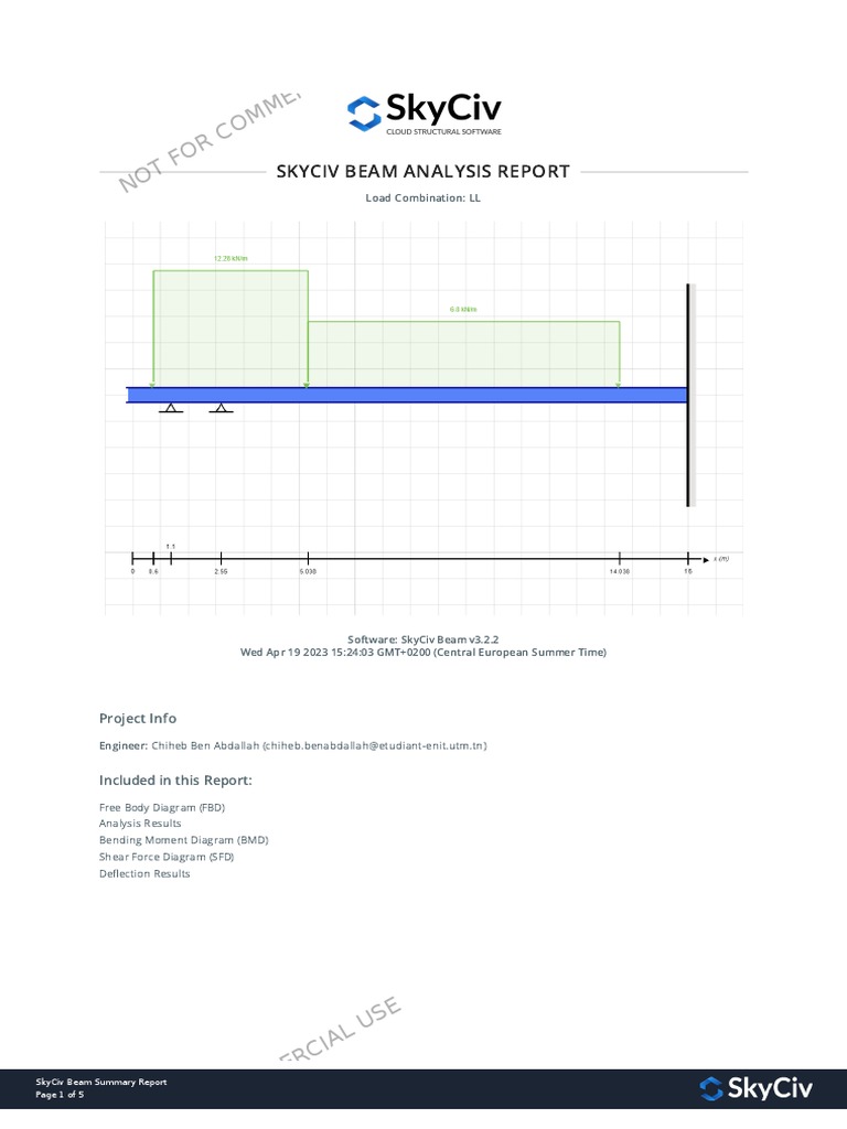SkyCiv Beam Summary Report - GW4uqQGT4iL6Q9ObR7B9qYlcNJNpru8A | PDF | Bending | Beam (Structure)