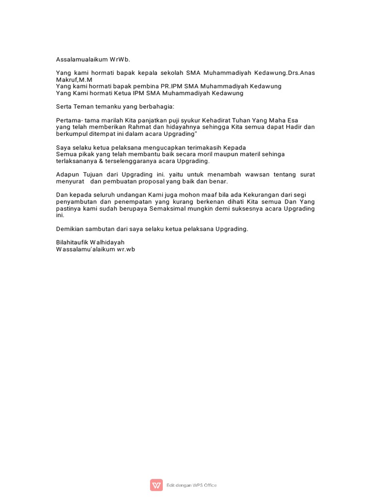 Contoh Kata Sambutan Singkat | PDF