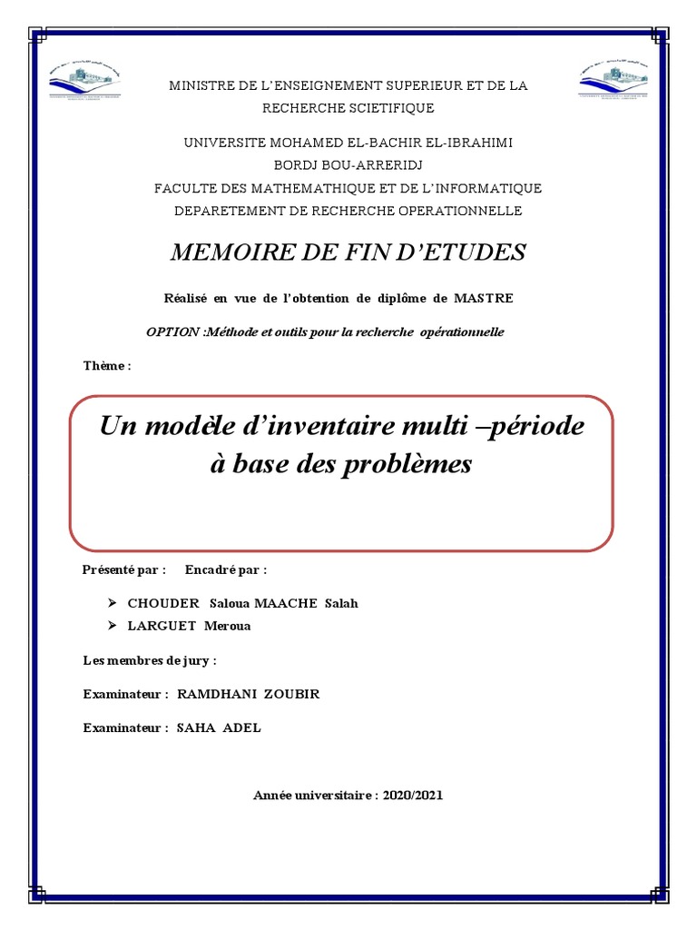 Mémoire Finale Mastre 2 | PDF | Inventaire | Business