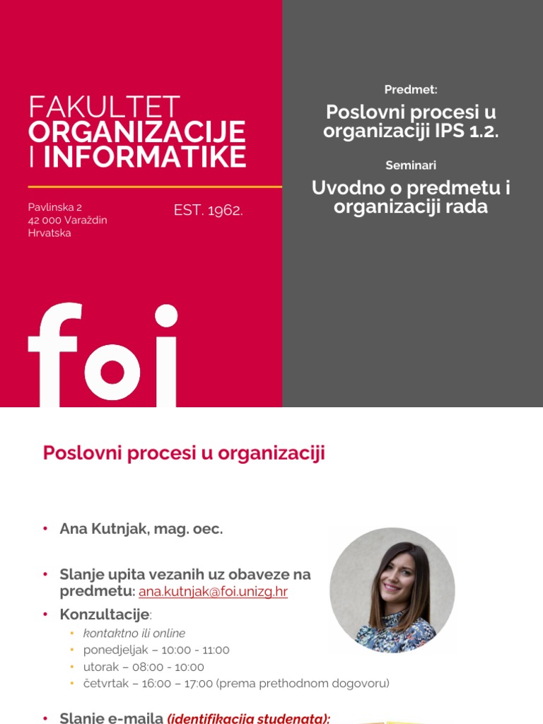 Fakultet I Informatike: Organizacije | PDF