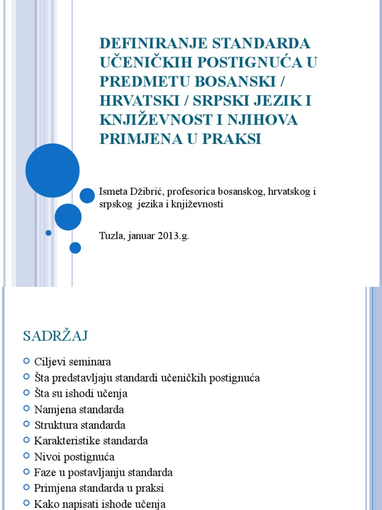 Ucenicka Postignuca U Predmetu BHS Jezik I Knjizevnost | PDF