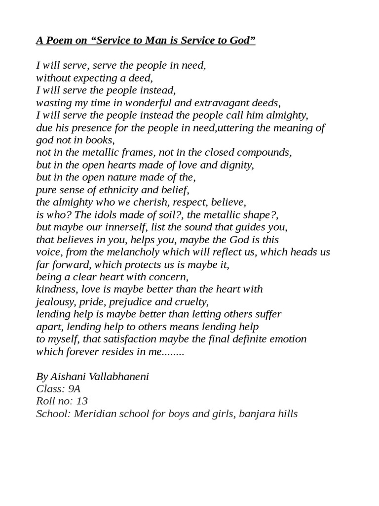 Service To Man Is Service To God | PDF