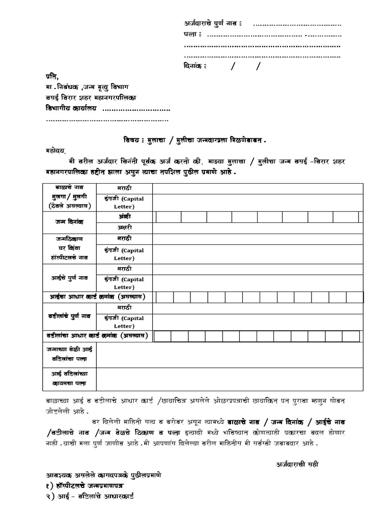 05 Birth Registration Form | PDF