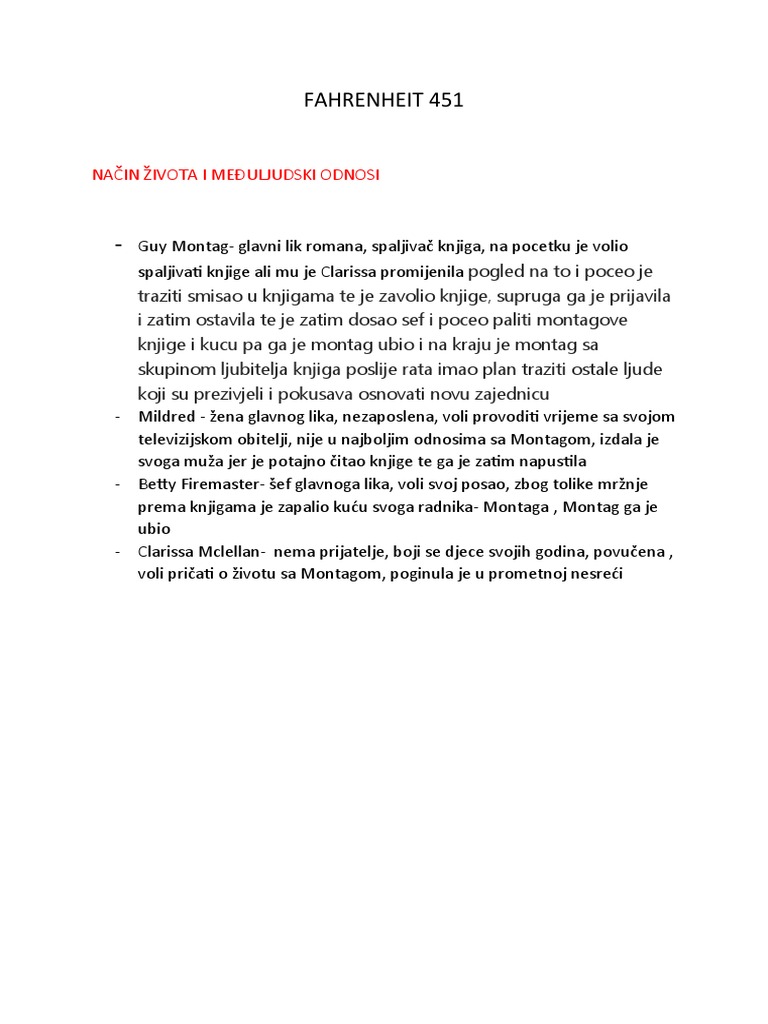 FAHRENHEIT 451-Lektira | PDF