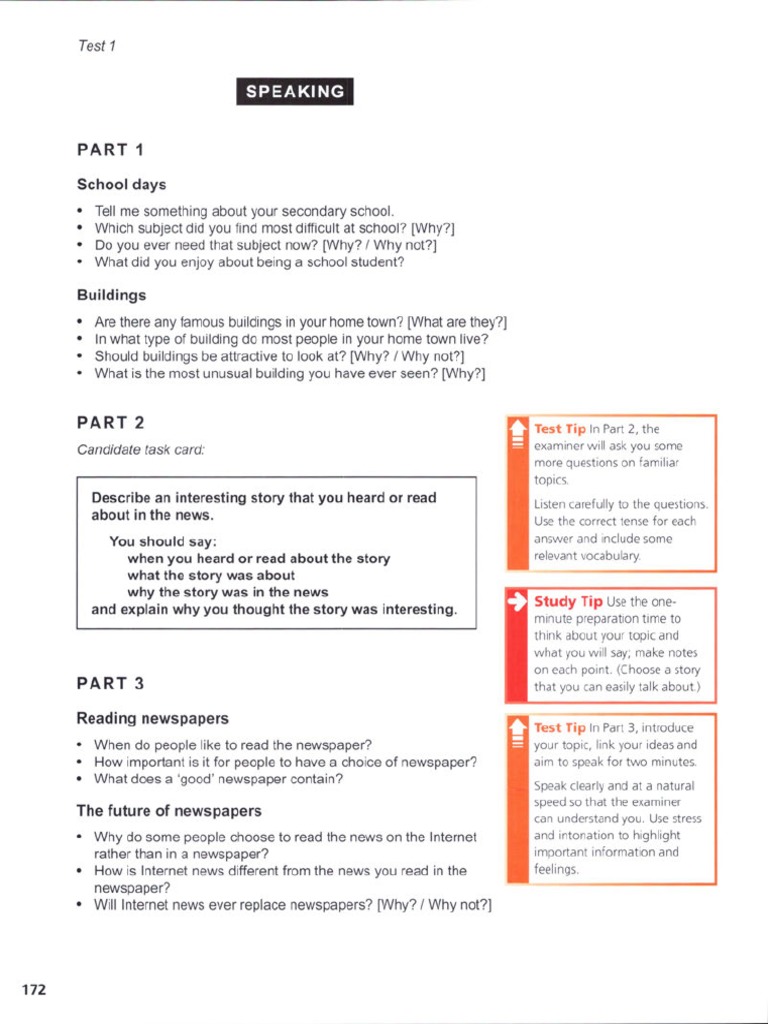 IELTS Speaking Test Questions | PDF