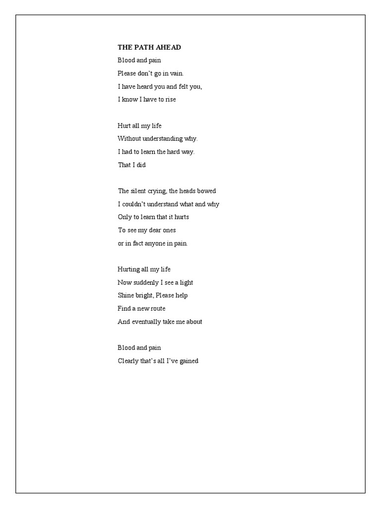 The Path Ahead: A Poem of Pain | PDF