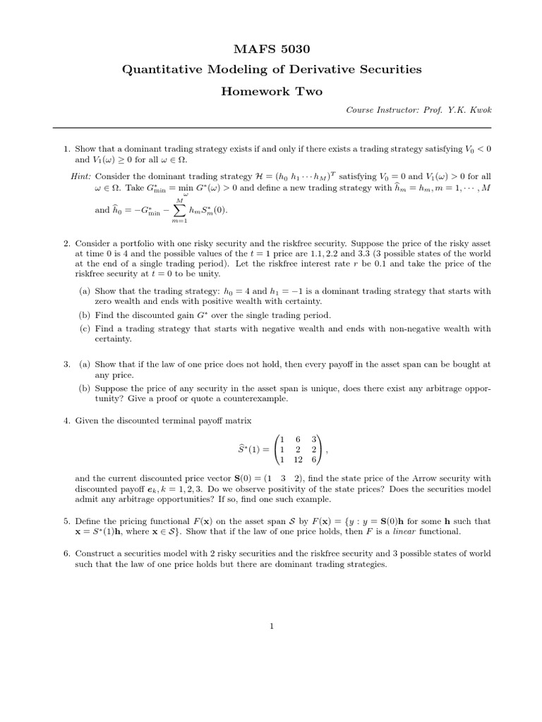 MAFS5030 hw2 | PDF | Discounting | Applied Mathematics