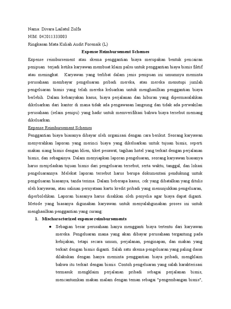 Divara Lailatul Zulfa - 042011333003 - RMK Audit Forensik - Week 6 | PDF | Pengelolaan Keuangan ...