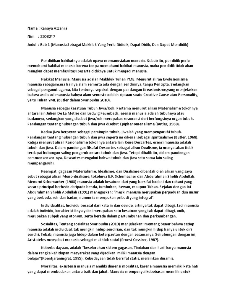 Kanaya Azzahra - Resume Pengantar Pendidikan Bab 1 | PDF