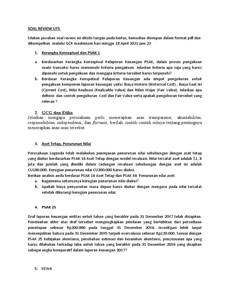 Soal Review Uts | PDF | Teknologi & Rekayasa