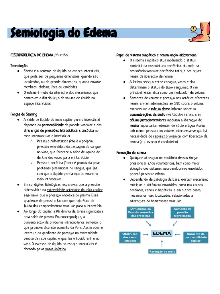 Semiologia Do Edema | PDF | Edema | Inflamação