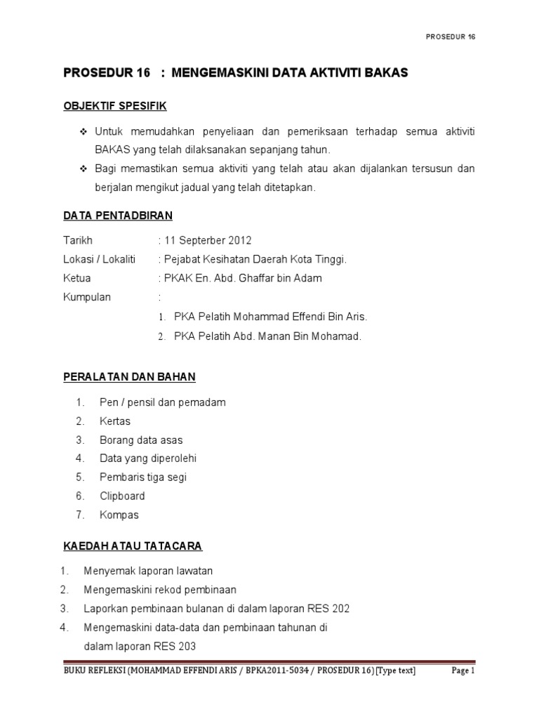 Prosedur Bakas 16 | PDF