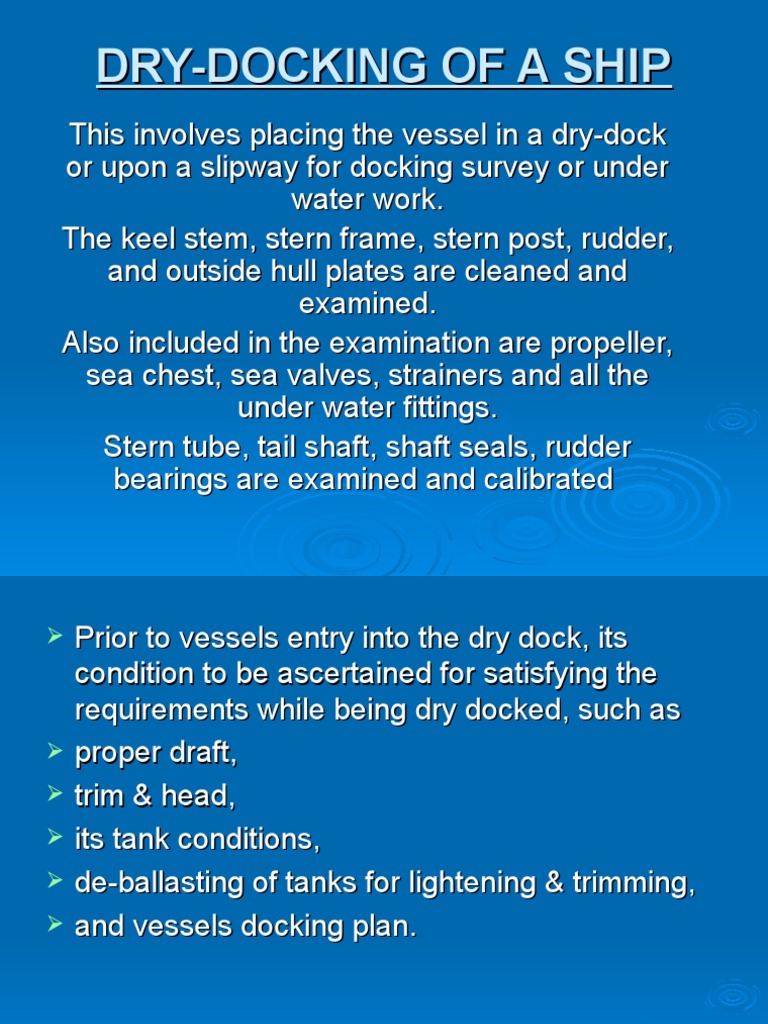 Dry Docking Procedures for Ships | PDF | Ships | Propeller
