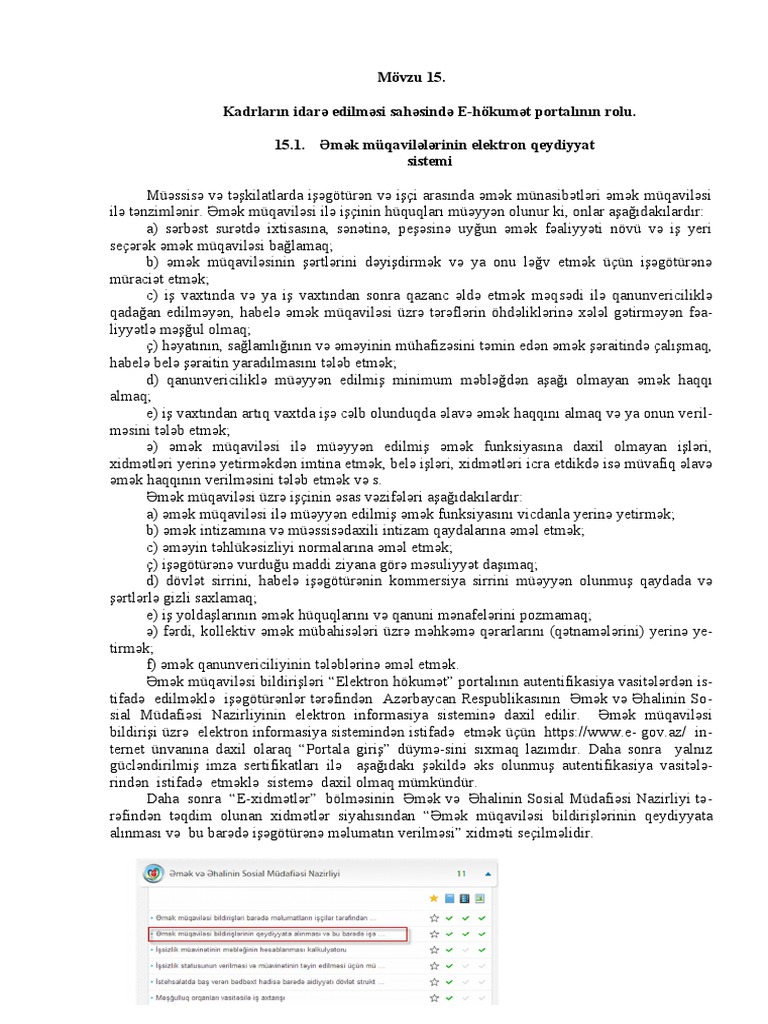 Mövzu 15. Kadrların Idarə Edilməsi Sahəsində E-Hökumət Portalının Rolu ...
