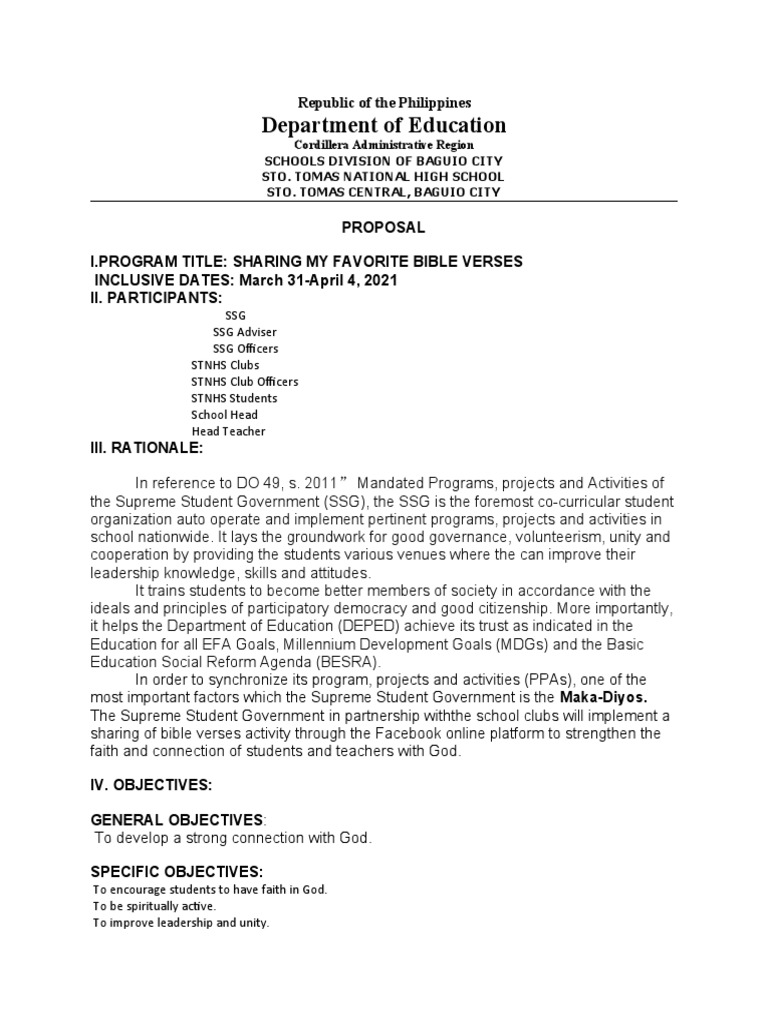 Bible Verses Proposal | PDF