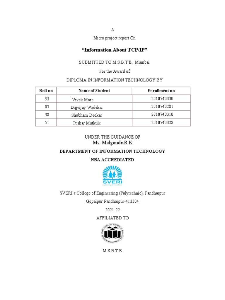 TCP/IP Project Report | PDF | Internet Protocol Suite | Internet Protocols