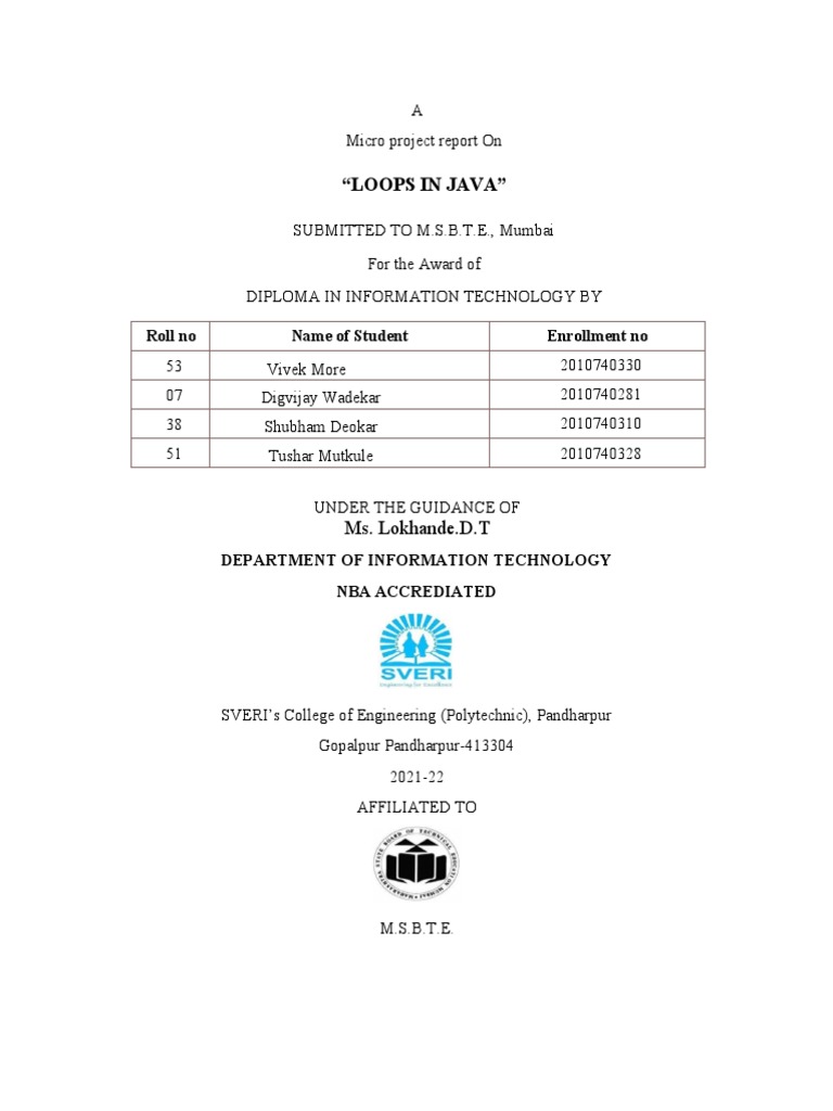 Java Programming Microproject | PDF | Control Flow | Computer Engineering