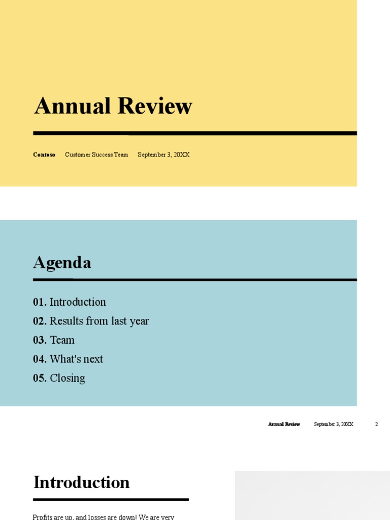 Annual Review: Contoso Customer Success Team September 3, 20XX | PDF